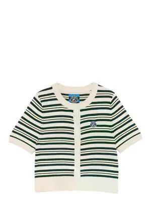 AGNES B. Striped Knit Top - Neutrals
