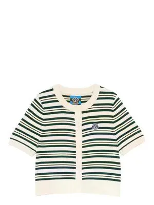 AGNES B. Striped Knit Top - Neutrals