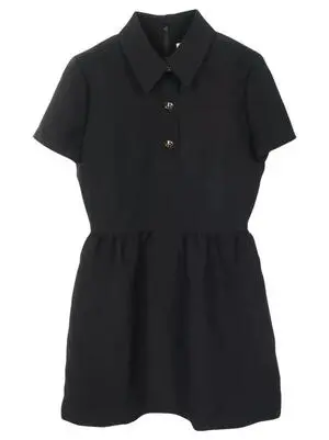 Dior Logo Button Mini Dress - Black