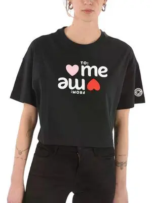 CONVERSE Cropped Logo T-shirt - Black