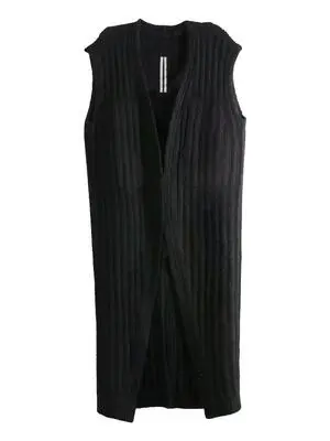 Rick Owens Ribbed-knit Sleeveless Cardigan - Black