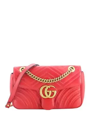 Gucci Gg Marmont Matelasse Leather Small Crossbody Bag - Red
