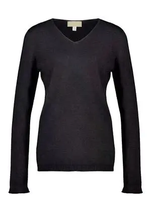 120% Lino V-neck Wool Sweater - Black