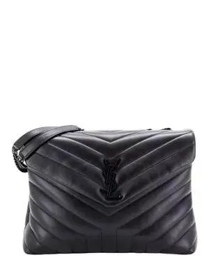 Saint Laurent Loulou Matelassé Chevron Leather Shoulder Bag - Black