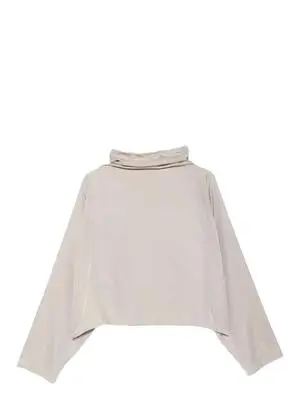 Dusan Batwing Oversized Top With High Neck - Grey