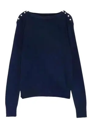 AGNES B. Badiane Pearl Snap Sweater - Blue