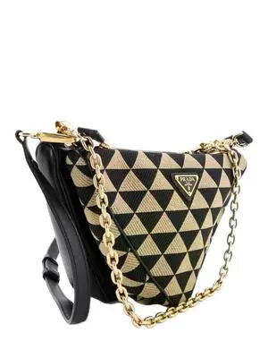 Prada Double Symbole Triangle Mini Shoulder Bag - Black