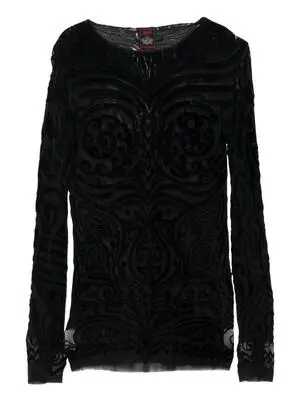 JEAN PAUL GAULTIER Mesh Long Sleeve Top - Black