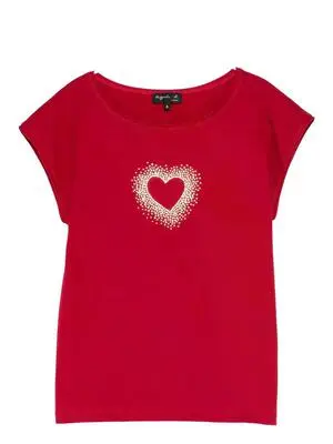 AGNES B. Heart Print T-shirt - Red
