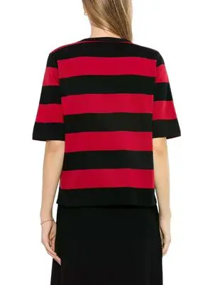 AGNES B. Striped Cotton T-shirt - Red