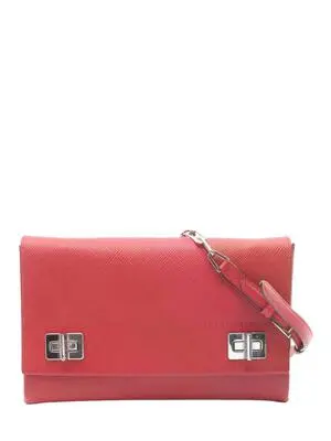 Prada Saffiano Wallet On Strap Crossbody Bag - Red