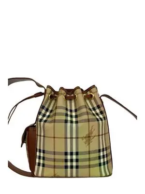 BURBERRY Burberry Haymarket Check Coated Canvas Drawstring Bucket Bag