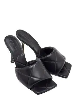 Bottega Veneta Lido Leather Heeled Sandals - Black