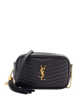 Saint Laurent Lou Camera Bag Matelasse Chevron Leather Mini Crossbody Bag - Black