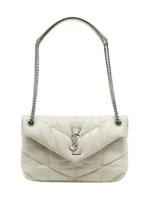Saint Laurent 2022 Small Loulou Puffer Shoulder Bag - White