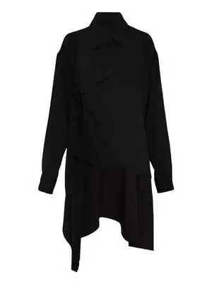 Yohji Yamamoto Asymmetrical Tie Blouse - Black