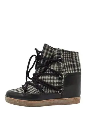 ISABEL MARANT VINTAGE Nowels Houndstooth Snow Boots - Black