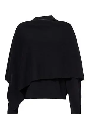 DARKPARK Cashmere And Merino Wool Knit Top With Detachable Scarf - Black
