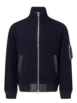 SACAI Sacai Stand-Collar Zip-Up Wool Jumper