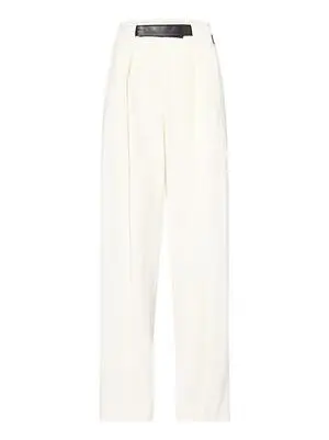 DARKPARK Belted Pleated Woven Trousers - White