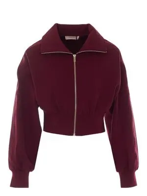 TWINSET Twinset Collared Zip-Up Knit Jacket Brown