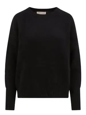 LISA YANG Ribbed Knit Crew Neck Sweater - Black