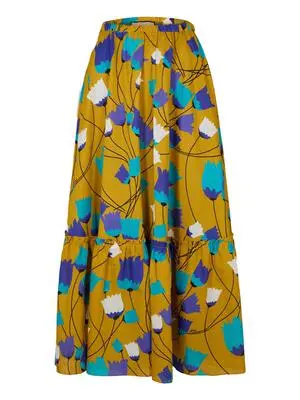 GUCCI GUCCI Floral Print Tiered Maxi Skirt