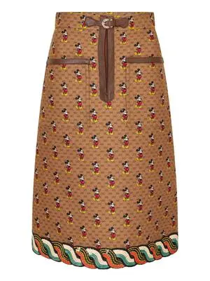 GUCCI GUCCI Monogram Mickey Print Midi Skirt