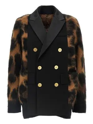 SACAI Sacai Long-Sleeved Sweater With Blazer Detailing And Leopard Print