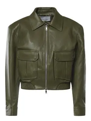 THE FRANKIE SHOP Collared Zip-Up Jacket Green