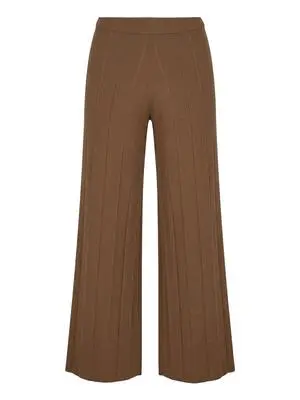 Max Mara Max Mara Ribbed Knit Wide-Leg Trousers Light Brown