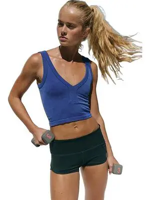 Free People Go To V-neck Cropped Tank - Washed Jam