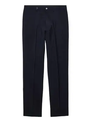 Prada Mohair Wool Tailored Trousers With Logo Detail - Blue