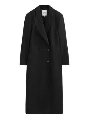Cos Tailored Wool-blend Double-breasted Coat - Black