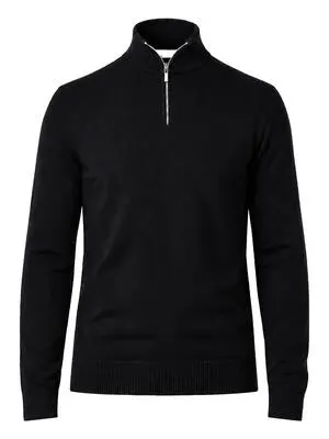 SERRAN LONDON Half Zip Wool Jumper - Black