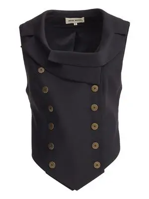 JULIA ALLERT Sculptural Asymmetrical Double-breasted Vest - Black