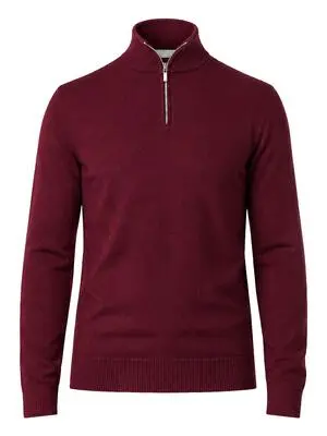 SERRAN LONDON Half Zip Wool Jumper - Red