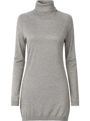 CONQUISTA Conquista Fitted Knit Turtleneck Dress With Ribbed Details