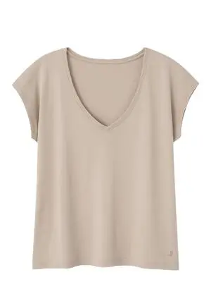 CONQUISTA Dolman Sleeve V-neck T-shirt - Brown