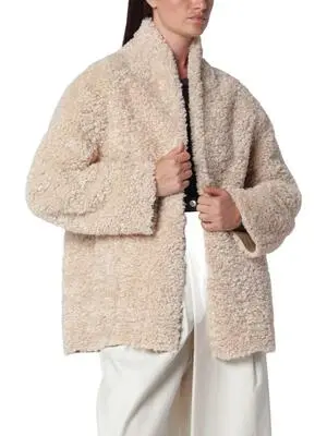 Source Unknown Manuela Teddy-effect Shearling Jacket - Beige