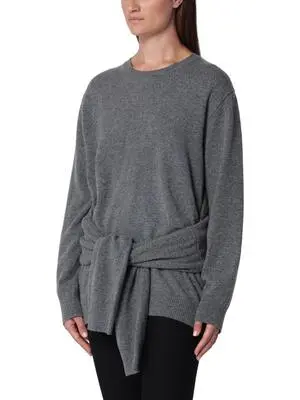 Source Unknown Wool Blend Jumper With Tie Detail - Grey