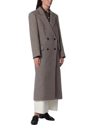 Source Unknown Reyna Double-breasted Herringbone Wool Coat - Beige