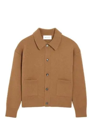 AMI Paris Wool Collared Cardigan - Camel