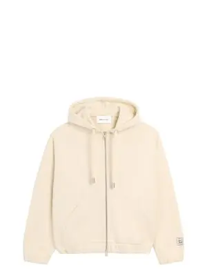AMI Paris AMI Paris White Zipped Cotton Hoodie Ivory