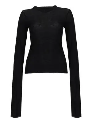 RICK OWENS Rick Owens Cropped Hooded Rib Long Sleeve T-Shirt