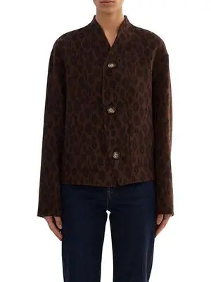 LAMARQUE Hania Stand Collar Reversible Jacket - Leopard