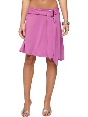 EDIKTED Fiori Buckle Asymmetric Midi Skirt - Pink