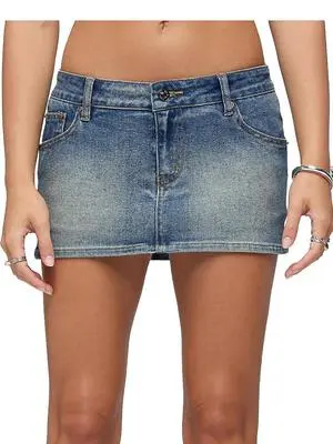 EDIKTED Seffie Low Rise Stretch Denim Micro Skort - Blue-washed