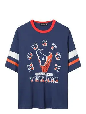 Junk Food Clothing Junk Food Houston Texans Glitter Boxy Ringer T-shirt - True Navy