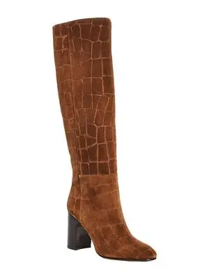 STUART WEITZMAN Embossed Suede Knee-high Boots - Walnut